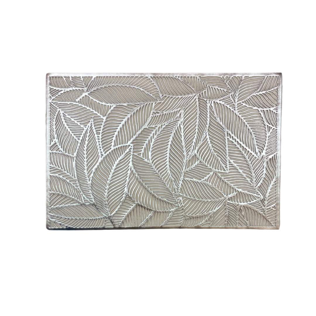 Individual Rectangular Hojas Plateado – Casa viva