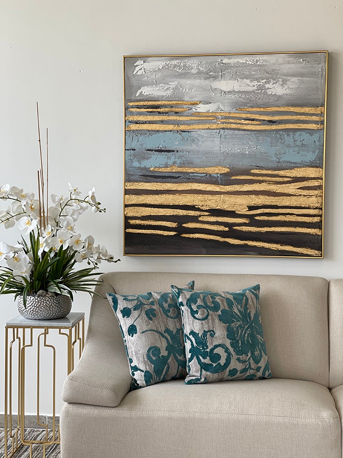 Cuadro abstracto lineas azul – Casa viva